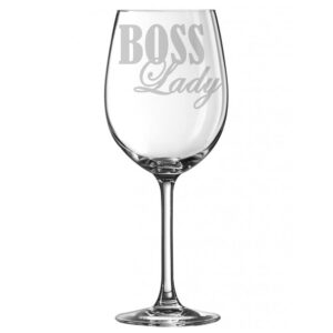 alankathy mug g070 wine glass boss lady, 11 oz clear with stem gift for girlfriend boss, grandma, grandmother, aunt, sister, mother, friend