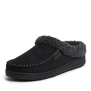 dearfoams mens brendan memory foam clog slipper, black (whipstitch), large medium us