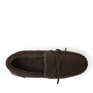 Dearfoams mens Toby Microsuede Moccasin With Tie Slipper, Coffee, Large US