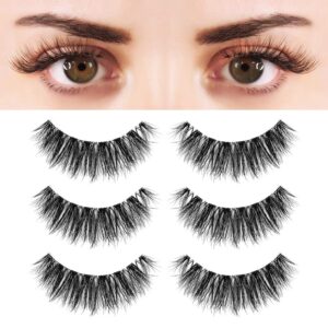 eyelashes natural look false lashes - bepholan fake eyelashes 5d super fluffy false eyelashes clear band wispy lashes 3-pack faux mink lashes,xmz91