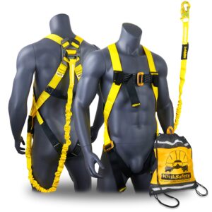 kwiksafety - charlotte, nc - scorpion safety harness [w/attached 6ft. tubular lanyard on back] osha ansi fall protection internal shock absorbing lanyard/construction carpenter scaffolding