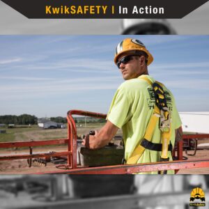 KwikSafety - Charlotte, NC - SCORPION Safety Harness [w/attached 6ft. Tubular Lanyard on back] OSHA ANSI Fall Protection INTERNAL Shock Absorbing Lanyard/Construction Carpenter Scaffolding