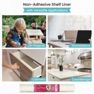 Con-Tact Brand Grip Prints Shelf Liner, Durable and Non-Adhesive Liners, Non-Slip Drawer and Cabinet Liner, 18" x 8', White, Pack of 4 Rolls