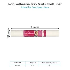 Con-Tact Brand Grip Prints Shelf Liner, Durable and Non-Adhesive Liners, Non-Slip Drawer and Cabinet Liner, 18" x 8', White, Pack of 4 Rolls