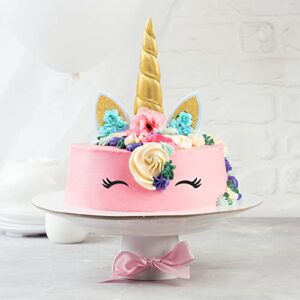 Unicorn Cake Topper Party Supplies Decorations for Girls Gold Unicorn Horn First Birthday Cake Topper Kit with Eyelashes, 5.8 Inch