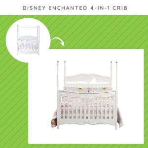 CC KITS Full Size Conversion Kit Bed Rails for Delta Children's Disney Princess Magical Dreams & Disney Enchanted 4-in-1 Crib - White