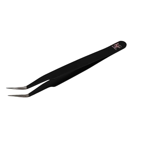 KC Republic Lash Eyebrow Extensions Kit with 1 x Trays of Mink False Eyebrows in Black Comes on Mixed Length Trays 5-8 mm, Eyebrow Glue Clear & Extension Tweezers (Black Eyebrow, Black Tweezer)