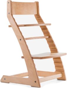 fornel wooden high chair for babies and toddlers - adjustable height easy to clean toddler highchair - kids dining chair from 3 years to 200 lb, grow with child - natural birch