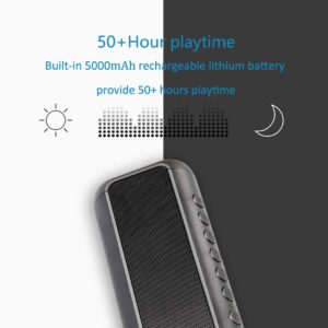 Solar Bluetooth Speaker Portable，5000mAh Wireless Speaker，IPX6 Waterproof Outdoor Speaker，Bluetooth 5.1，TWS Pairing，50H Play Time Heavy Bass for Beach，Party，Hiking，Cycling，Indoor & Outdoor Activities.