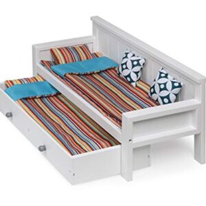 Badger Basket Toy Doll Sofa and Daybed Combo with Trundle Bed for 18 inch Dolls - White/Multi