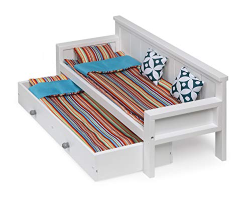 Badger Basket Toy Doll Sofa and Daybed Combo with Trundle Bed for 18 inch Dolls - White/Multi