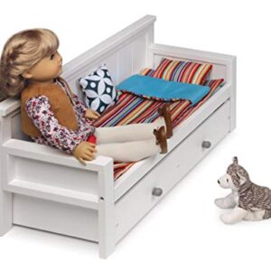 Badger Basket Toy Doll Sofa and Daybed Combo with Trundle Bed for 18 inch Dolls - White/Multi