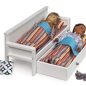 Badger Basket Toy Doll Sofa and Daybed Combo with Trundle Bed for 18 inch Dolls - White/Multi