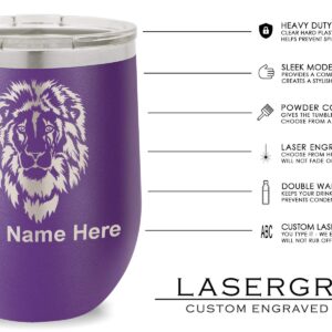 SkunkWerkz Wine Glass Tumbler, Monarch Butterfly, Personalized Engraving Included (Dark Purple)