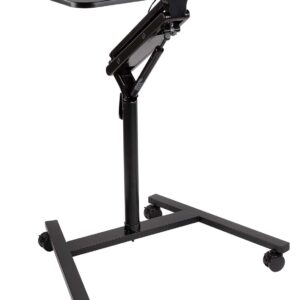 Mount-It! Mobile Standing Laptop Desk, Height Adjustable Rolling Sit Stand Workstation with Casters, 27.5 Wide with Gas Spring Lift Mechanism, Black