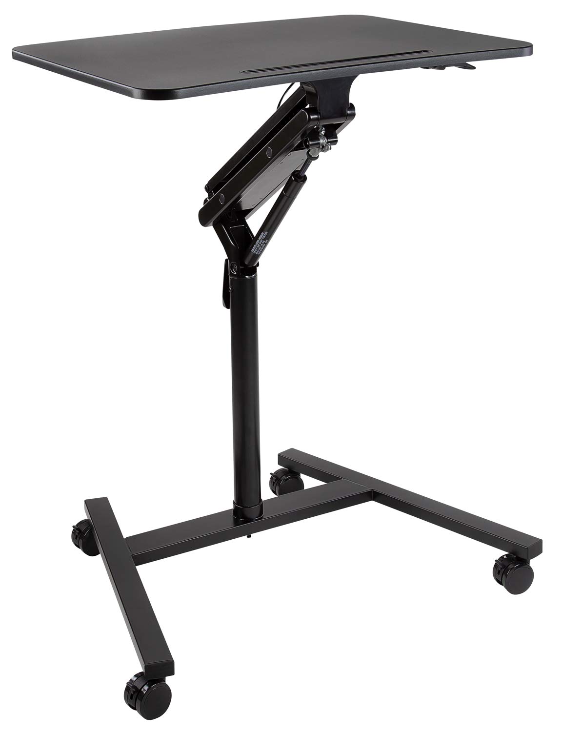 Mount-It! Mobile Standing Laptop Desk, Height Adjustable Rolling Sit Stand Workstation with Casters, 27.5 Wide with Gas Spring Lift Mechanism, Black