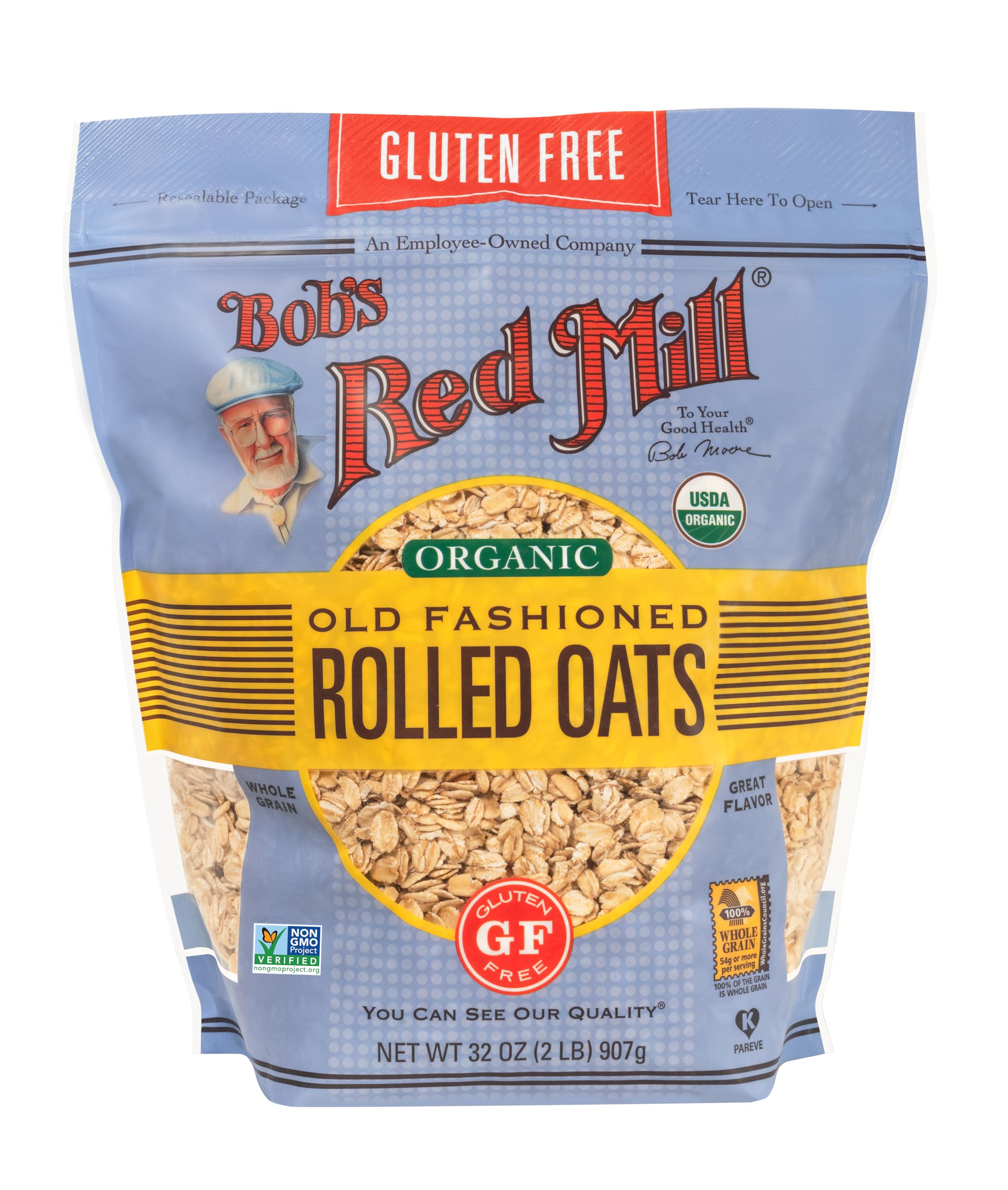 Bob's Red Mill Gluten Free Organic Old Fashioned Rolled Oats, 32 ounce (Pack of 4)