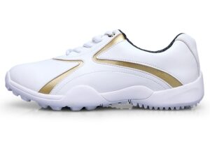 pgm waterproof spikeless golf shoes for women gold