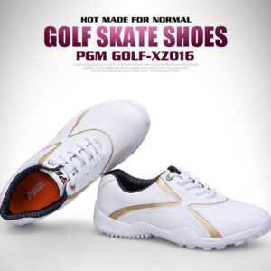 PGM Waterproof Spikeless Golf Shoes for Women Gold