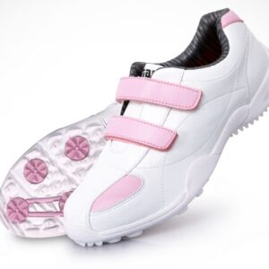 PGM Women's Golf Shoes Waterproof Spikeless with Hook and Loop Straps Pink