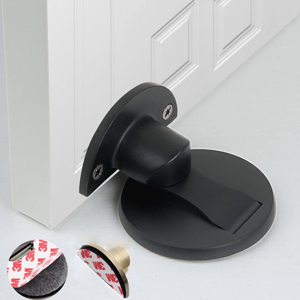 Magnetic Door Stopper, Invisible Magnetic Door Stop, Brushed Satin Nickel, No Need Drill with 3M Adhesive, Stainless Steel Floor Magnetic Door Catch Door Holder