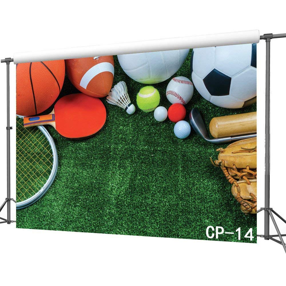 LYWYGG 7x5ft School Playground Photography Backdrops Sports Goods Grassland Backdrop for Studio Prop Photo Background Photography Props CP-14