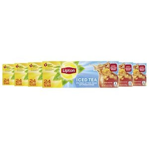 lipton unsweetened iced tea bags, family size, 24 count (pack of 6)