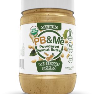 Organic Powdered Peanut Butter by PB&Me: No Sugar Added, Gluten Free, Plant Protein, Keto Snack,1 6oz - For Baking, Smoothies, and Protein Shakes with Premium Blend, Nutrient-Rich, and Gourmet Taste