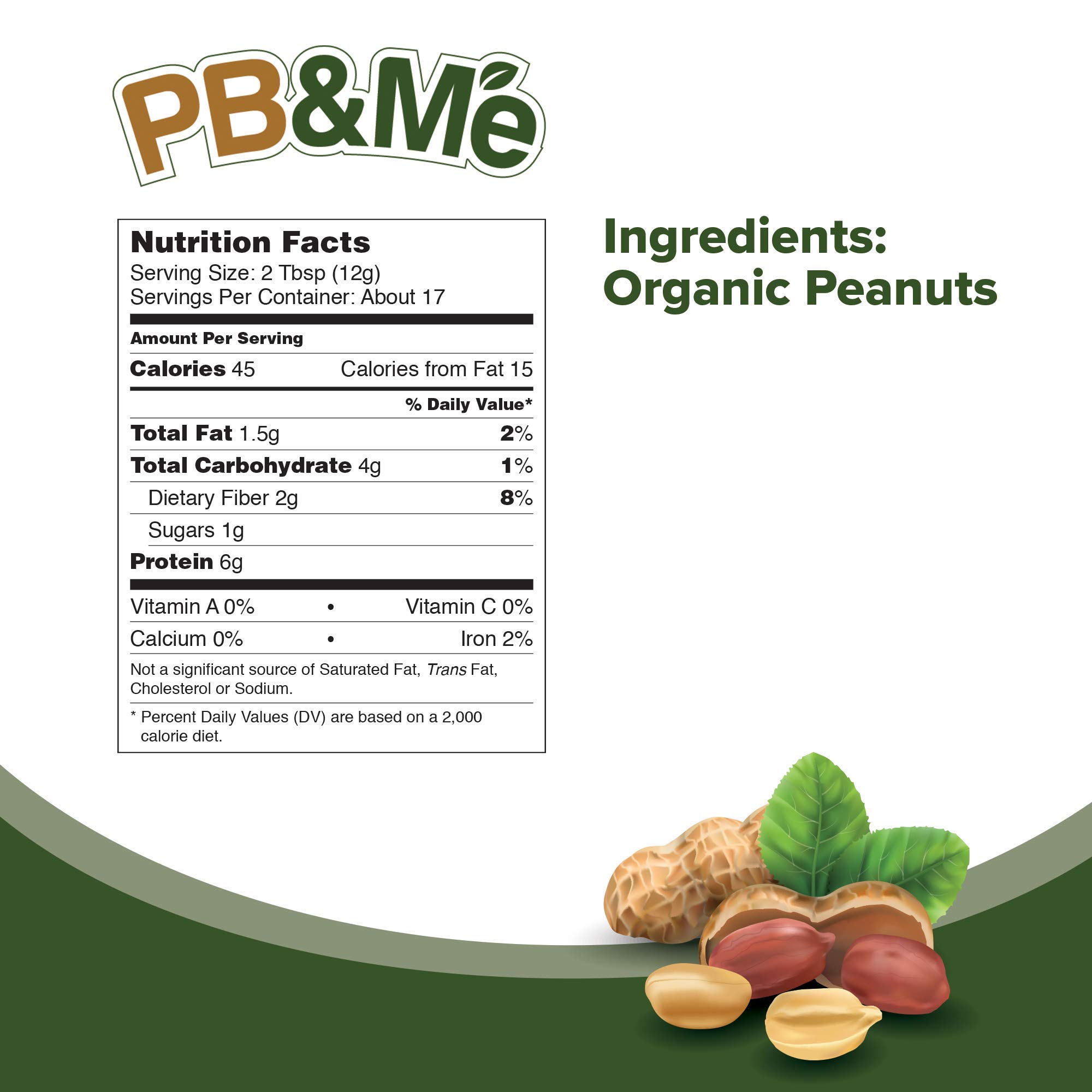 Organic Powdered Peanut Butter by PB&Me: No Sugar Added, Gluten Free, Plant Protein, Keto Snack,1 6oz - For Baking, Smoothies, and Protein Shakes with Premium Blend, Nutrient-Rich, and Gourmet Taste