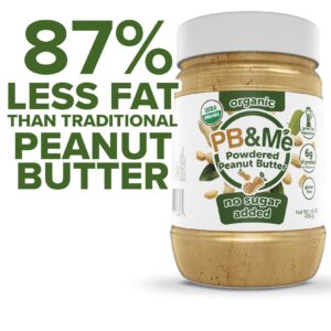 Organic Powdered Peanut Butter by PB&Me: No Sugar Added, Gluten Free, Plant Protein, Keto Snack,1 6oz - For Baking, Smoothies, and Protein Shakes with Premium Blend, Nutrient-Rich, and Gourmet Taste