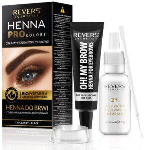 revers cream hair dye with argan oil and castor oil, eyelash and eyebrow tint , black color