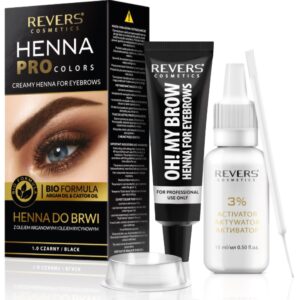 Revers Cream Hair Dye with Argan Oil and Castor Oil, Eyelash and Eyebrow tint , Black Color