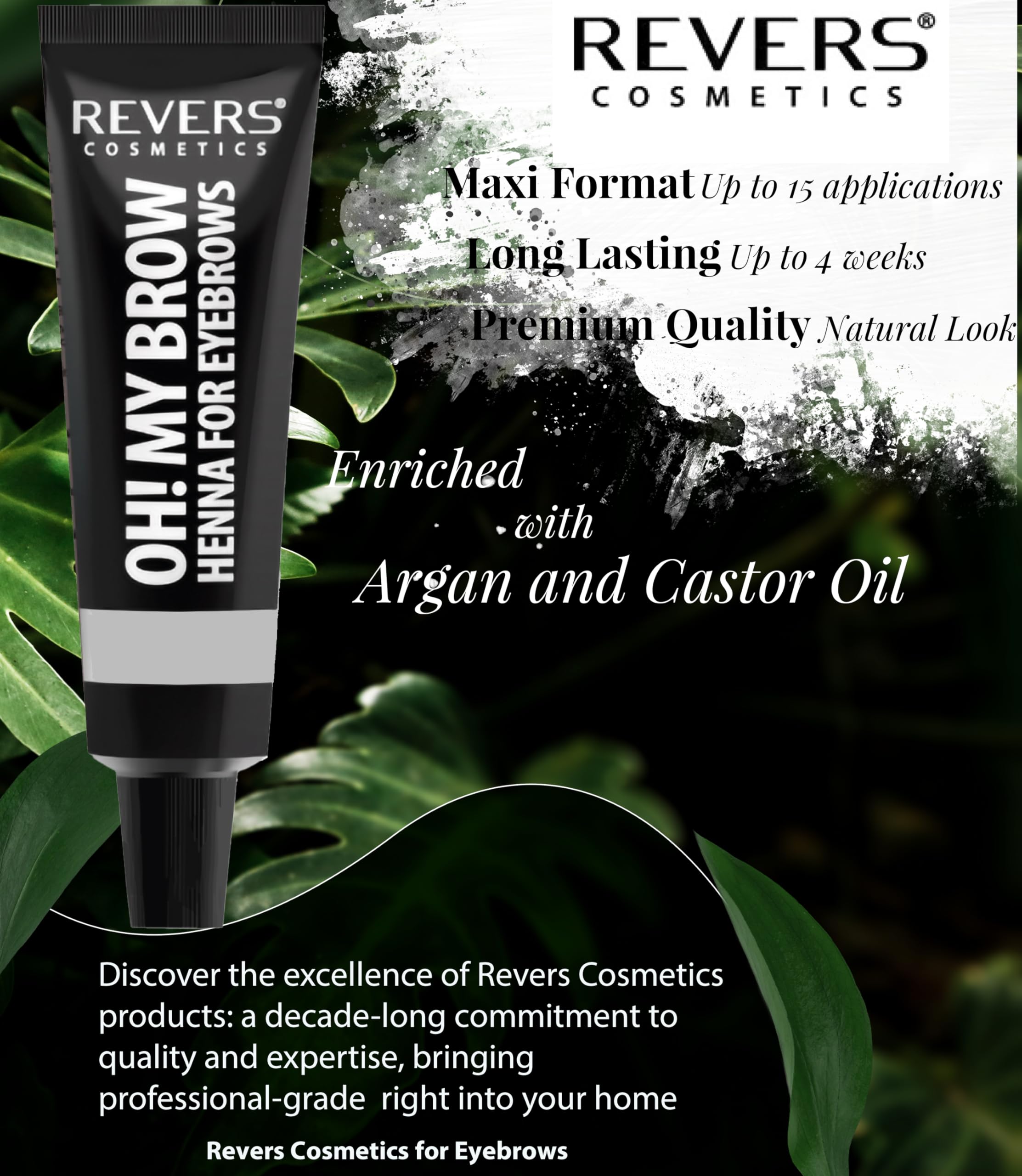 Revers Cream Hair Dye with Argan Oil and Castor Oil, Eyelash and Eyebrow tint , Black Color