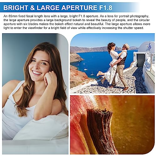 Lightdow 85mm F1.8 Medium Telephoto Manual Focus Full Frame Portrait Lens for Sony Alpha A9 A7R A7S A7 A6500 A6400 A6300 A6000 A5100 A5000 NEX-7 NEX-6 NEX-5T NEX-5R etc