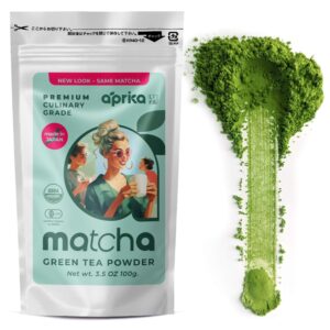 matcha powder from japan, organic matcha green tea powder, no sugar added matcha tea powder for matcha latte, japanese green tea matcha - premium culinary grade te matcha organic - 3.5 oz/ 100g - by aprikalife