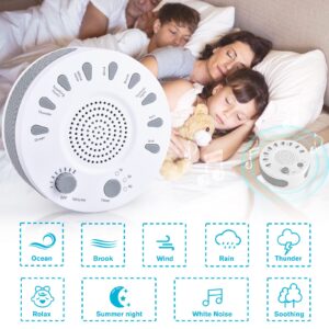 White Noise Machine, Portable Sleep Sound Therapy Machine with 3 Timers & 9 Natural Sound Options for Baby Kids Home Office Bedroom Travel Sleep Timer