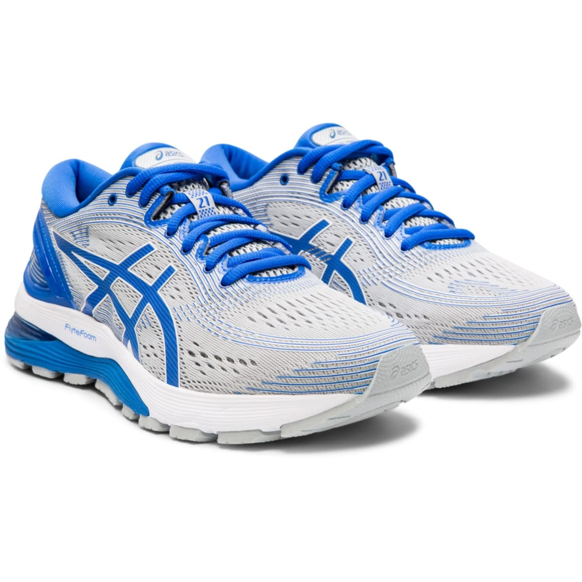 ASICS Women's Gel-Nimbus 21 Lite-Show Running Shoes, 6.5, MID Grey/Illusion Blue