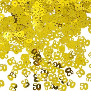 Honbay 2100 Pieces 1.6Oz Double Sided Sparkly Number 50 Confetti for 50th Birthday, 50th Class Reunion, 50th Wedding Anniversary,etc (Gold)