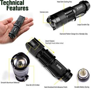 EcoGear FX Small Pocket LED Tactical Flashlights E300 - EDC Everyday Carry LED Flashlight with 3 Light Modes, Adjustable Zoom and Attached Belt Clip - Great Flashlight Gifts for Men (3 Pack)