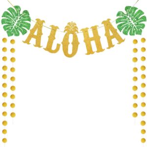 tmcce hawaiian aloha party decorations large gold glittery aloha banner for luau party supplies favors