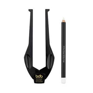 billion dollar brows 2-piece brow buddy contour stencil microblading kit for symmetrical eyebrows, black