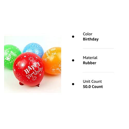 50pcs 12inch Latex Happy Birthday Balloons Party Beautiful Flowers Printed Birthday Balloon Decoration Multicolor (Birthday)