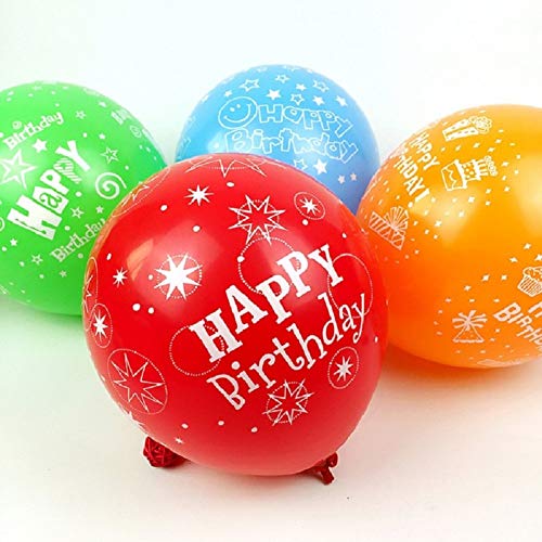 50pcs 12inch Latex Happy Birthday Balloons Party Beautiful Flowers Printed Birthday Balloon Decoration Multicolor (Birthday)