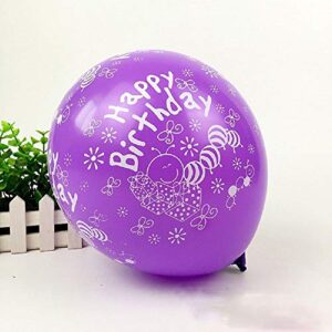 50pcs 12inch Latex Happy Birthday Balloons Party Beautiful Flowers Printed Birthday Balloon Decoration Multicolor (Birthday)