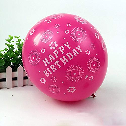 50pcs 12inch Latex Happy Birthday Balloons Party Beautiful Flowers Printed Birthday Balloon Decoration Multicolor (Birthday)