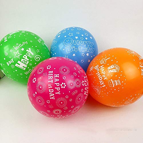 50pcs 12inch Latex Happy Birthday Balloons Party Beautiful Flowers Printed Birthday Balloon Decoration Multicolor (Birthday)