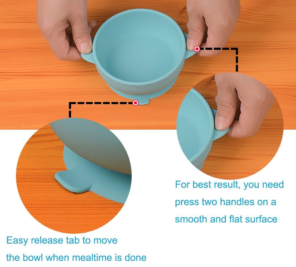 2 Pack Silicone Baby Bowls with Super Suction, Silicone Stay up Food Bowl for Kids and Toddlers with Improved Super Suction Base