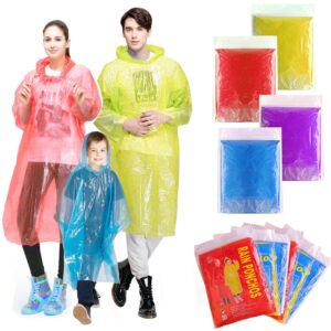 ginmic disposable emergency rain ponchos for kids and adults, family pack with 12pack, 4color