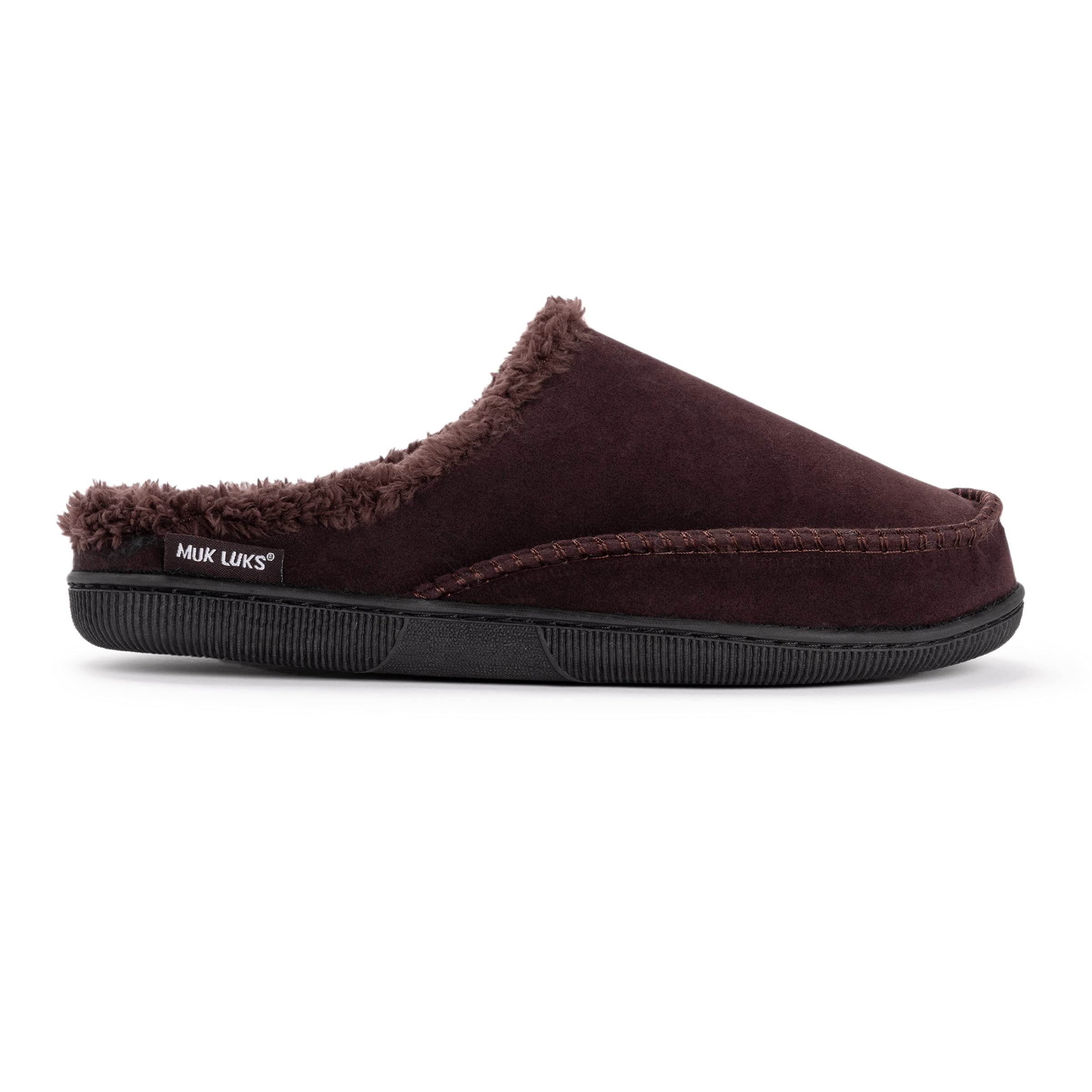 MUK LUKS mens Men's Faux Suede Clogs Slipper, Brown, MEDIUM 10-11 M US