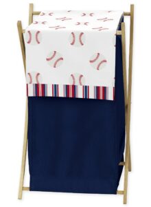 sweet jojo designs red, white and blue baby kid clothes laundry hamper for baseball patch sports collection